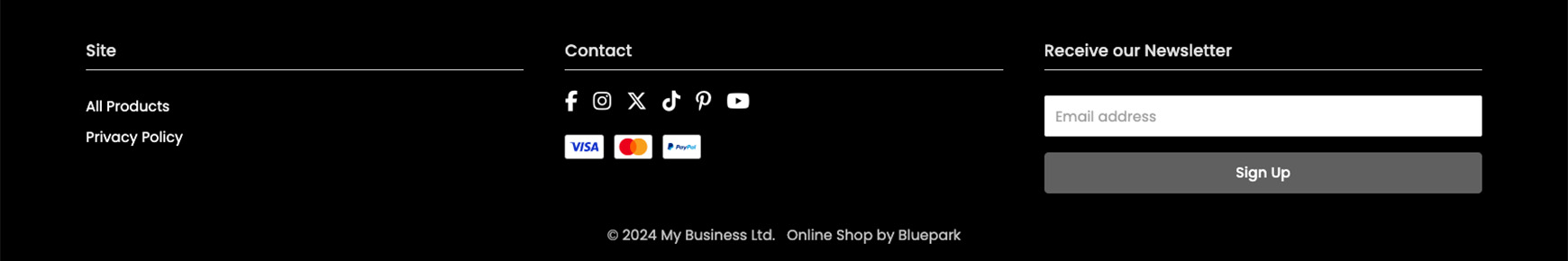 How to create your online shop's Footer - Bluepark.co.uk