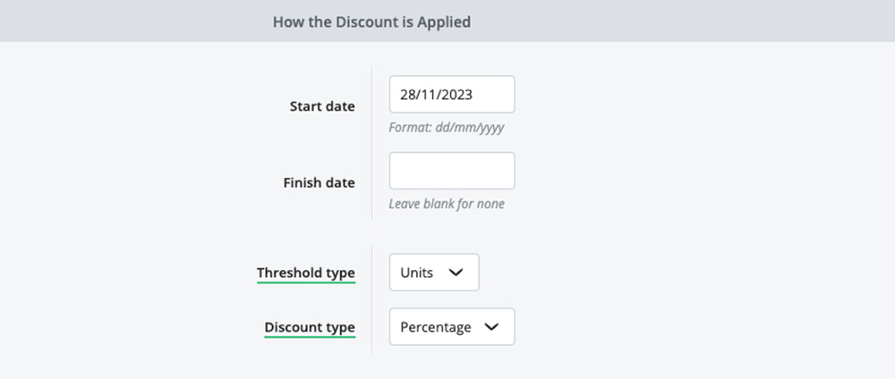 How to set up discounts - Bluepark.co.uk