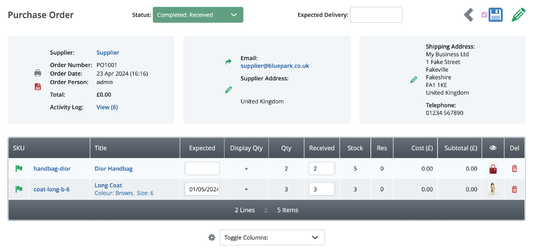 How to create purchase orders - Bluepark.co.uk