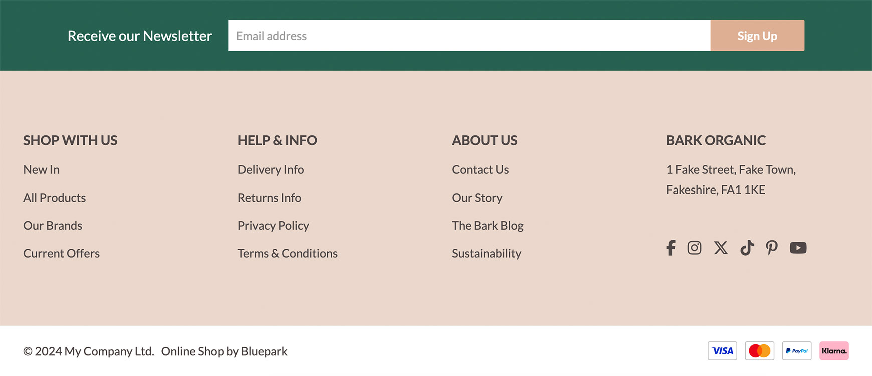 How to create your online shop's Footer - Bluepark.co.uk
