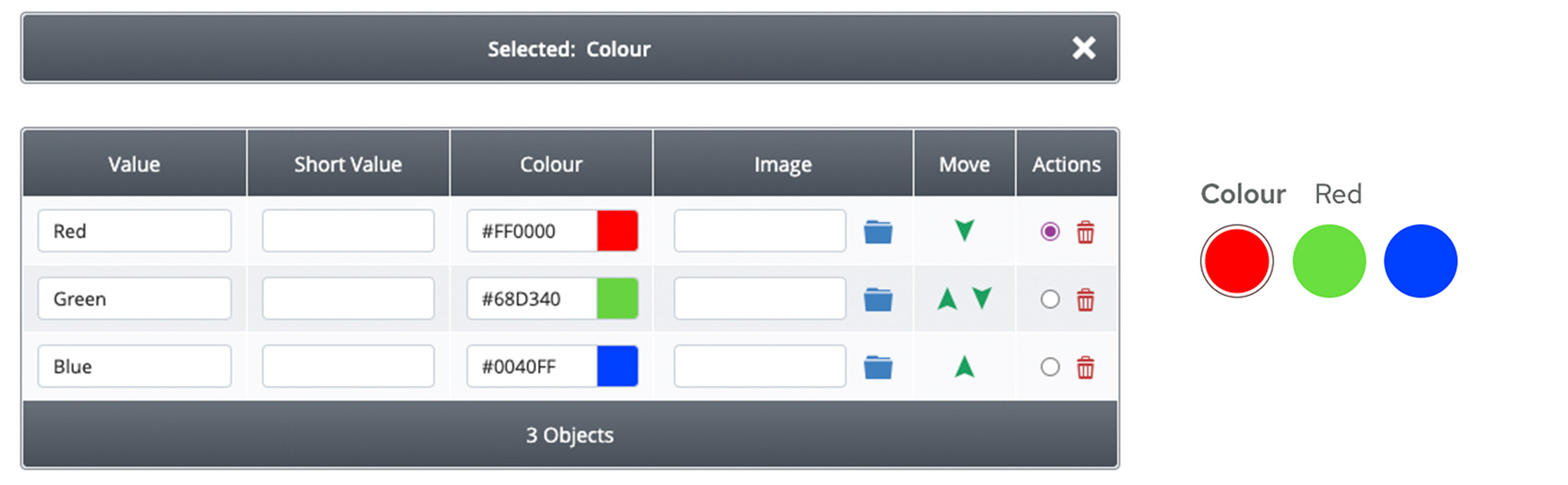 Create option icons and colour swatches - Bluepark.co.uk