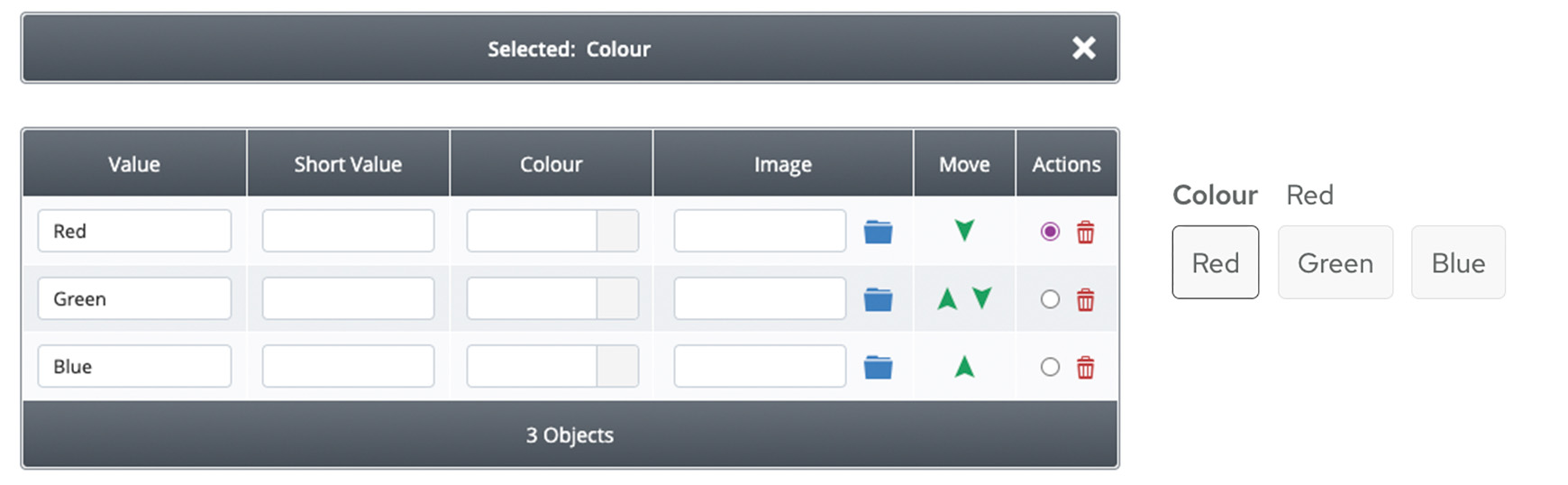 Create option icons and colour swatches - Bluepark.co.uk