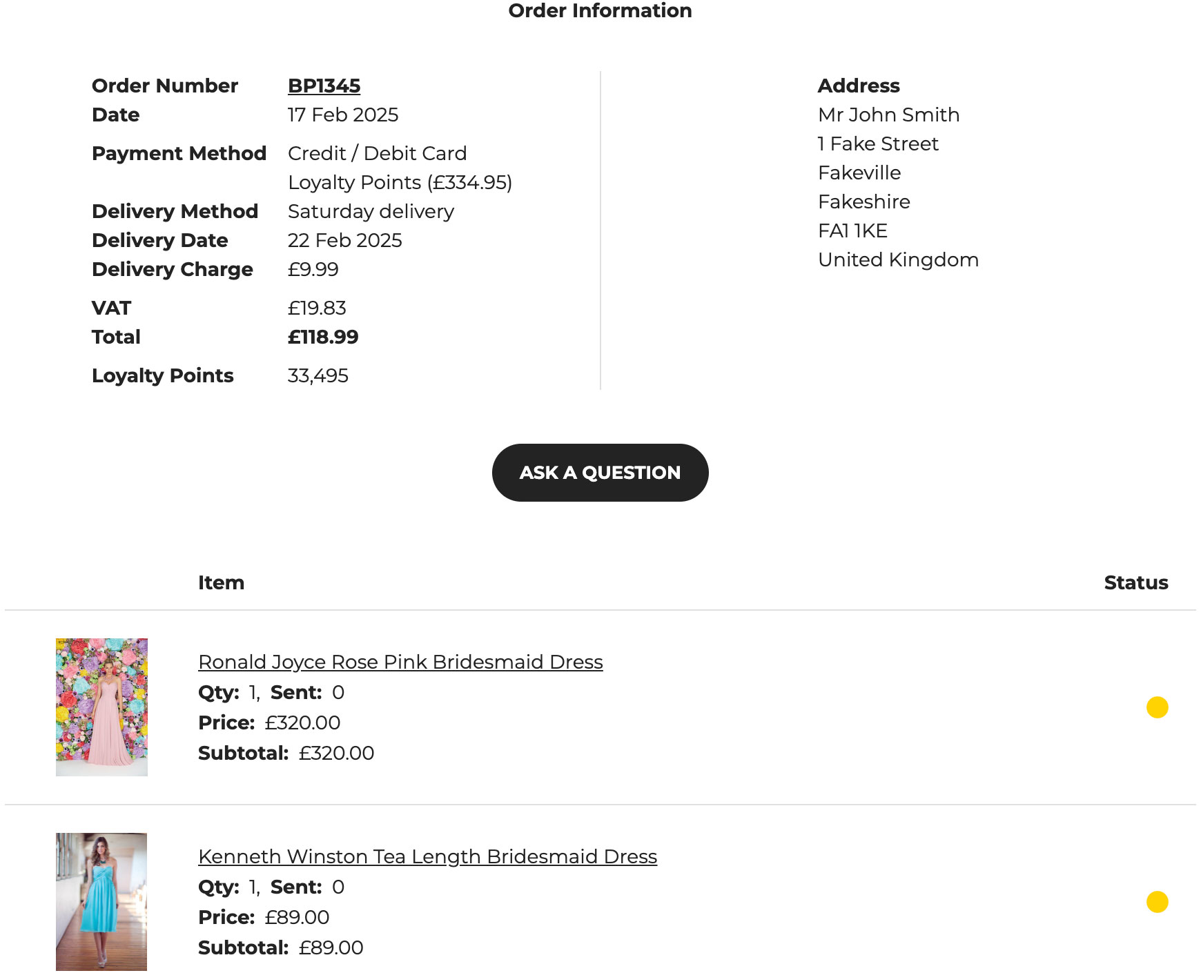 Allow customers to track the status of their order - Bluepark.co.uk