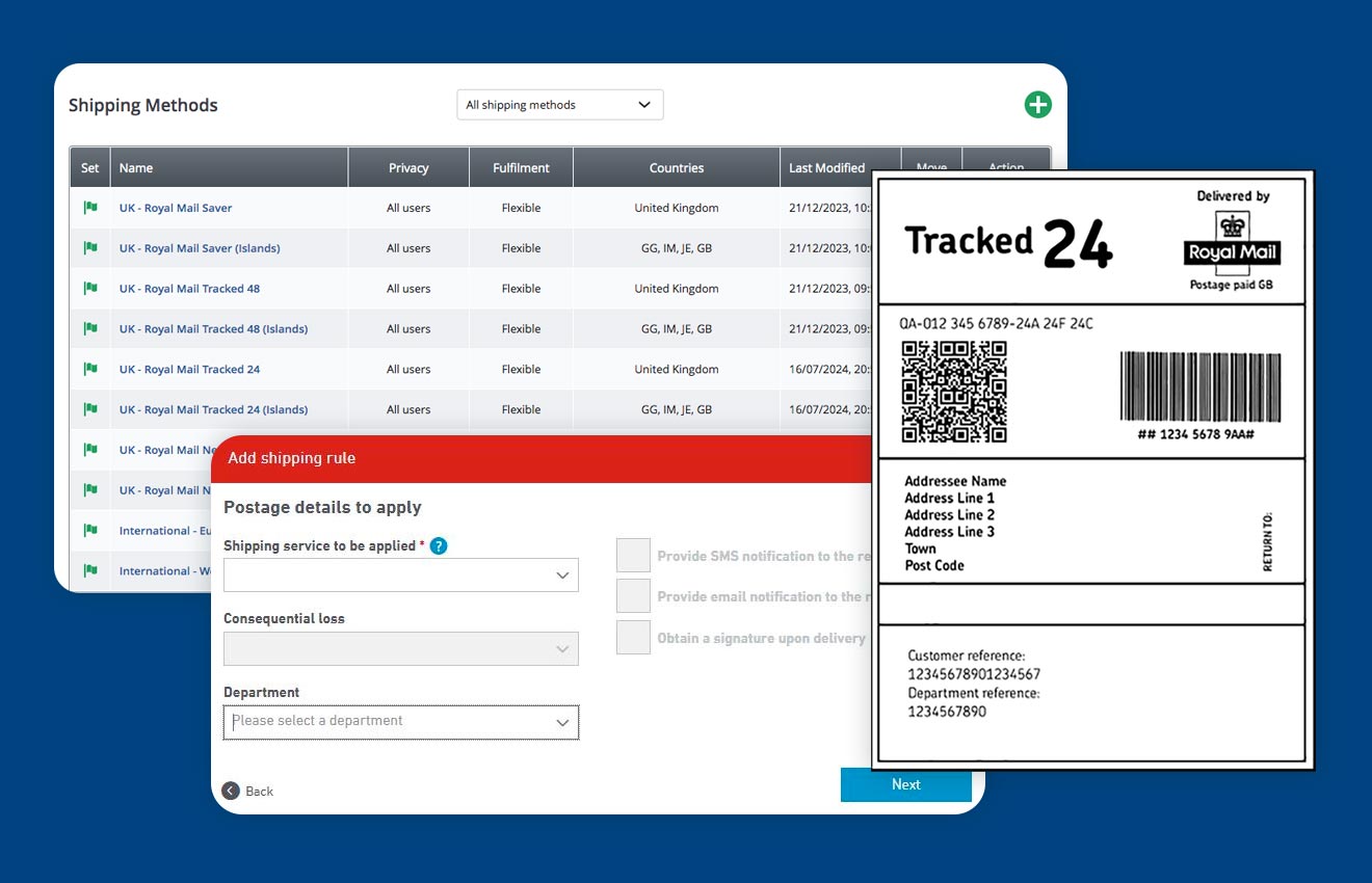 Despatch orders via Royal Mail Click & Drop - Bluepark.co.uk